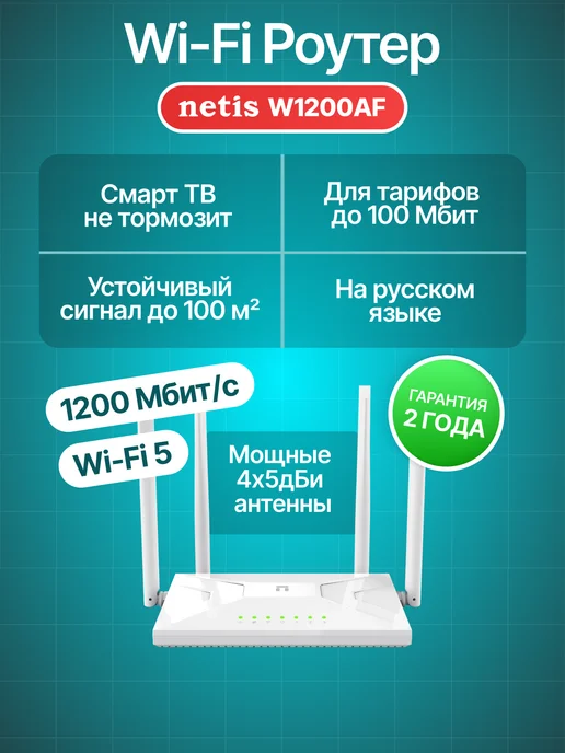 Роутер Wi-Fi W1200AF двухдиапазонный NETIS